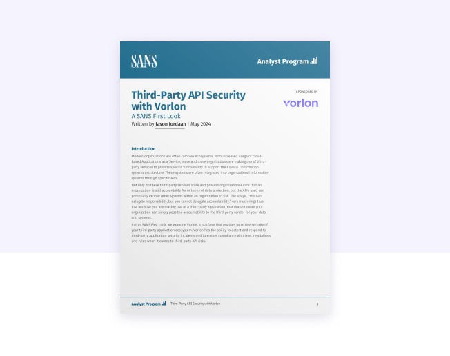 A SANS First Look: Third-Party API Security with Vorlon